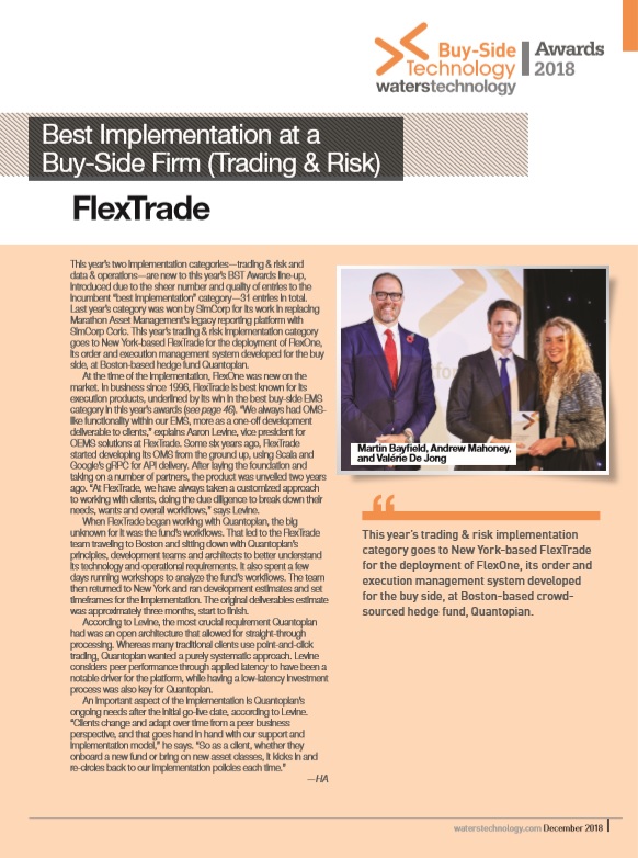 FlexTrade Wins Buy-Side Technology Award for Best Implementation at a ...